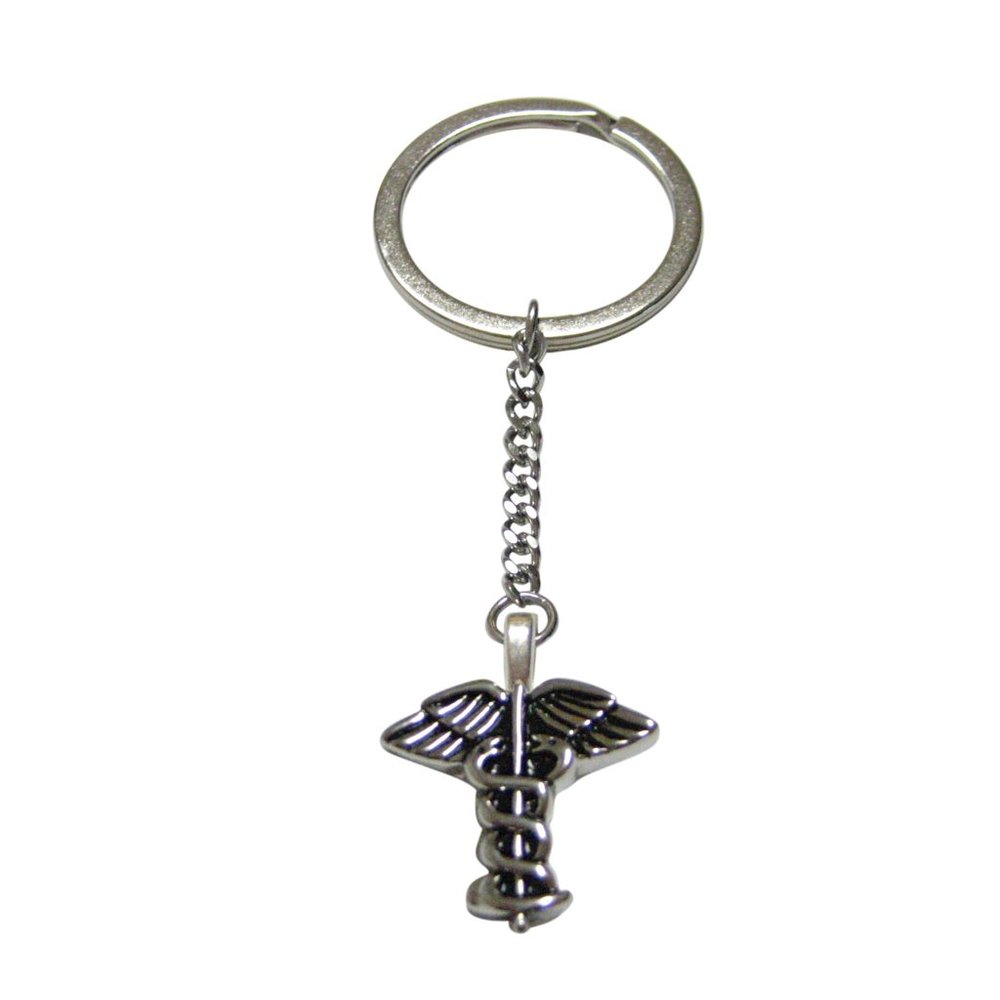 Caduceus Medical Symbol Pendant Keychain - Gem